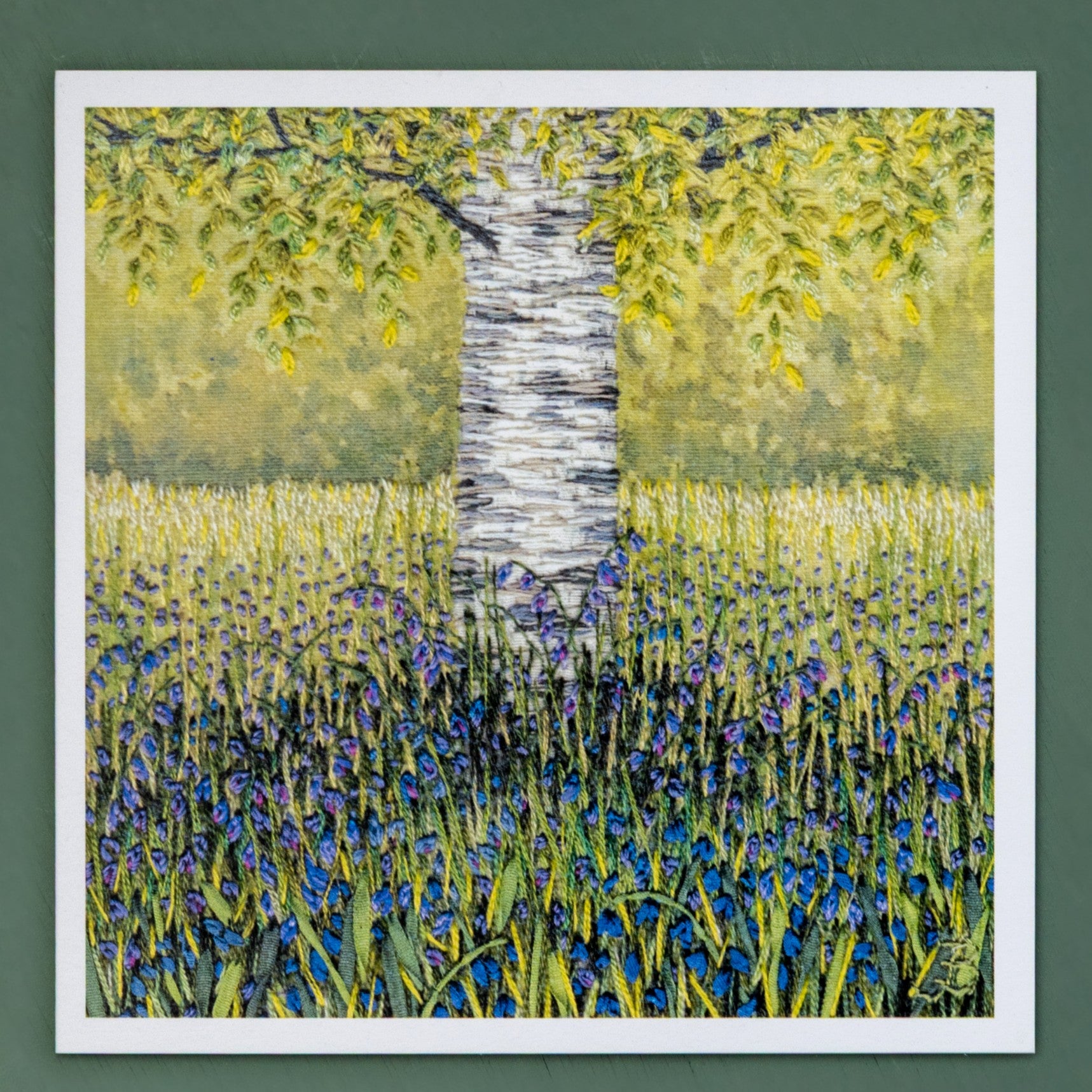Bluebells Under the Birch Card – Jo Butcher Embroidery Artist