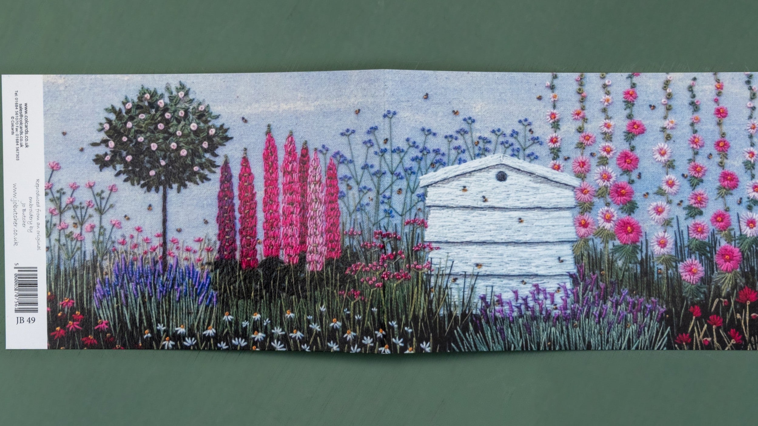 Floral Border and Beehive Card – Jo Butcher Embroidery Artist